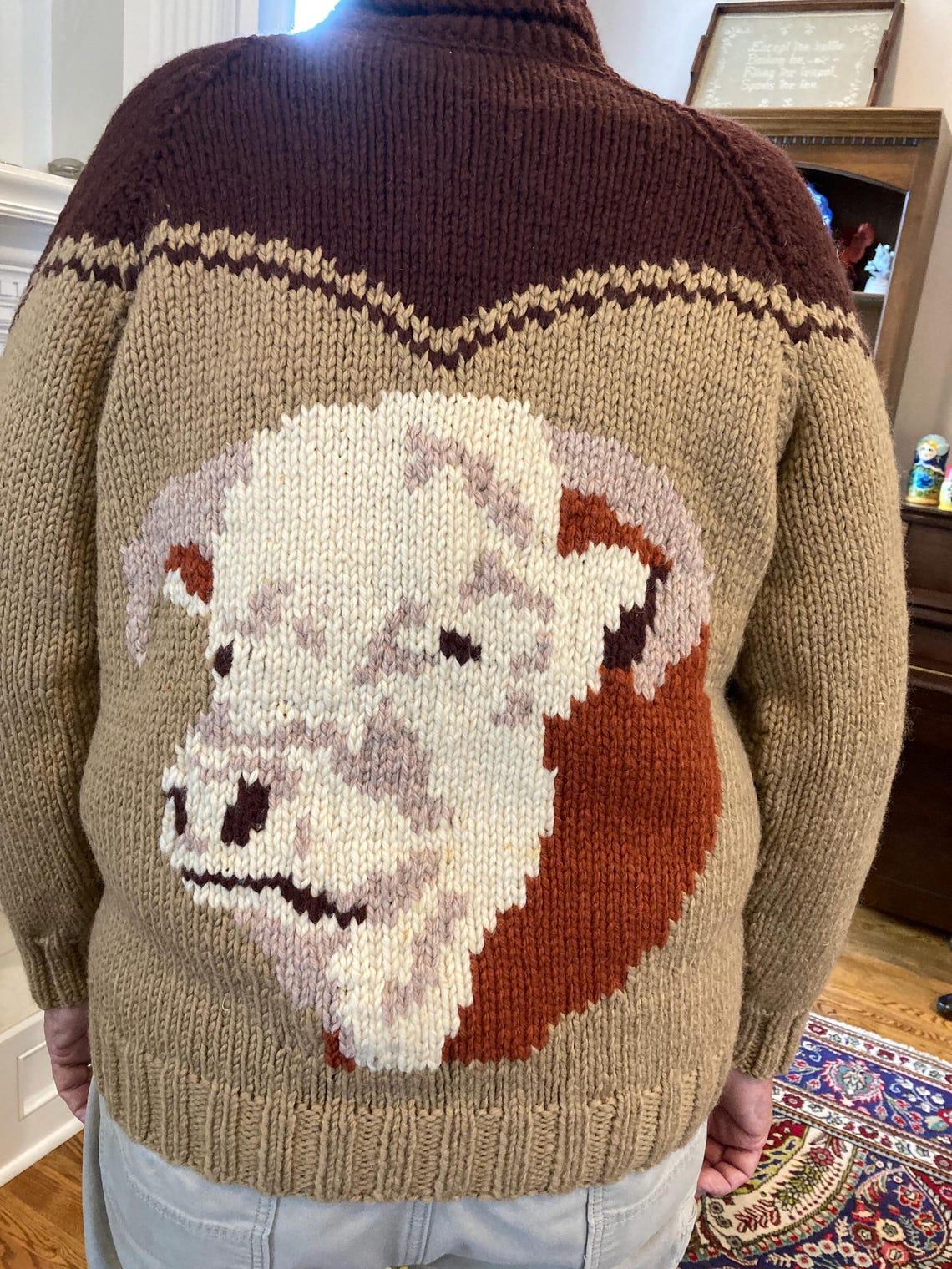 Horned Hereford Bull HAND CRAFTED Men's Sweater - Etsy