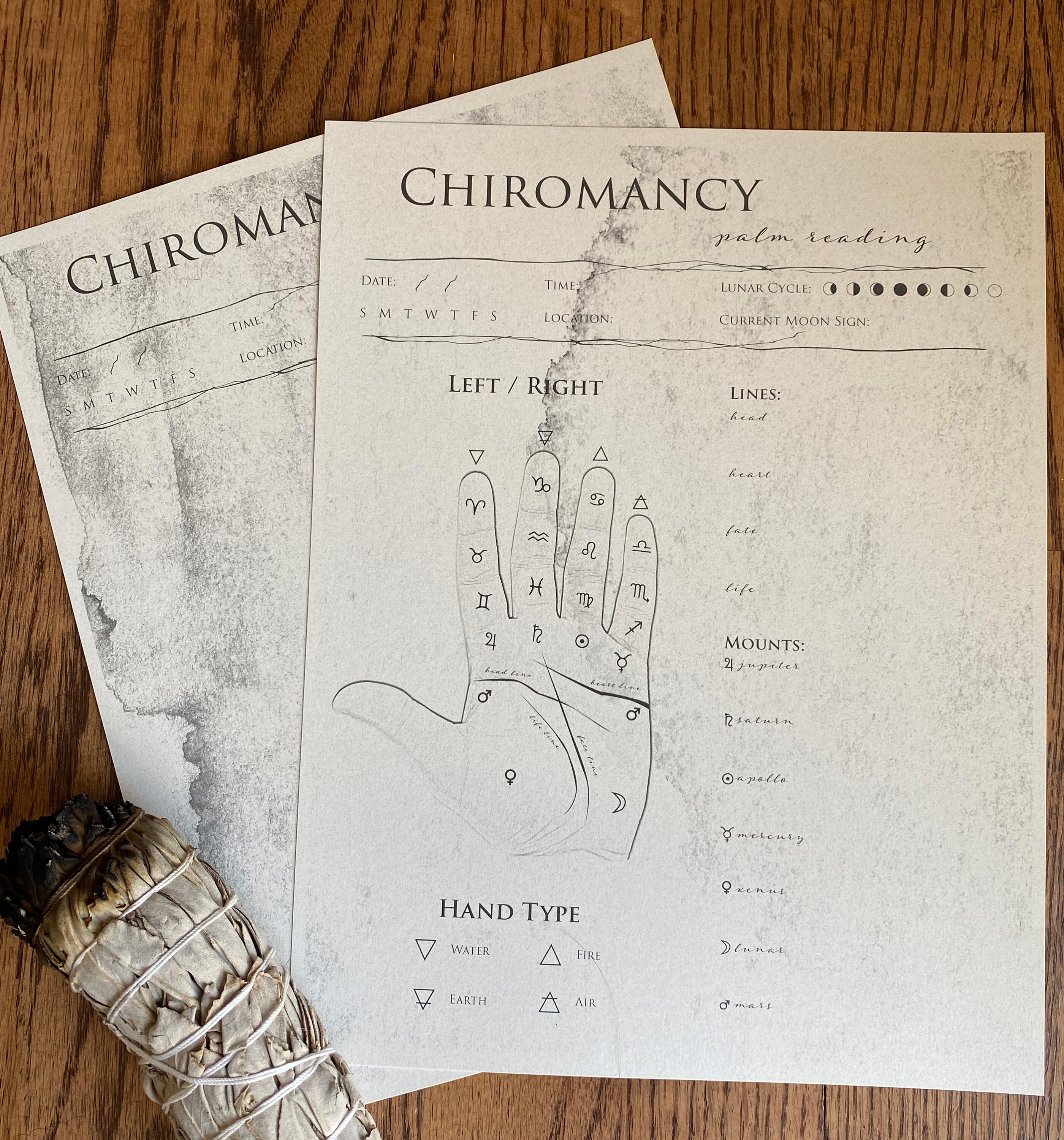 Witchcraft Bundle Witch Worksheet Palmistry Printable Full Moon New ...