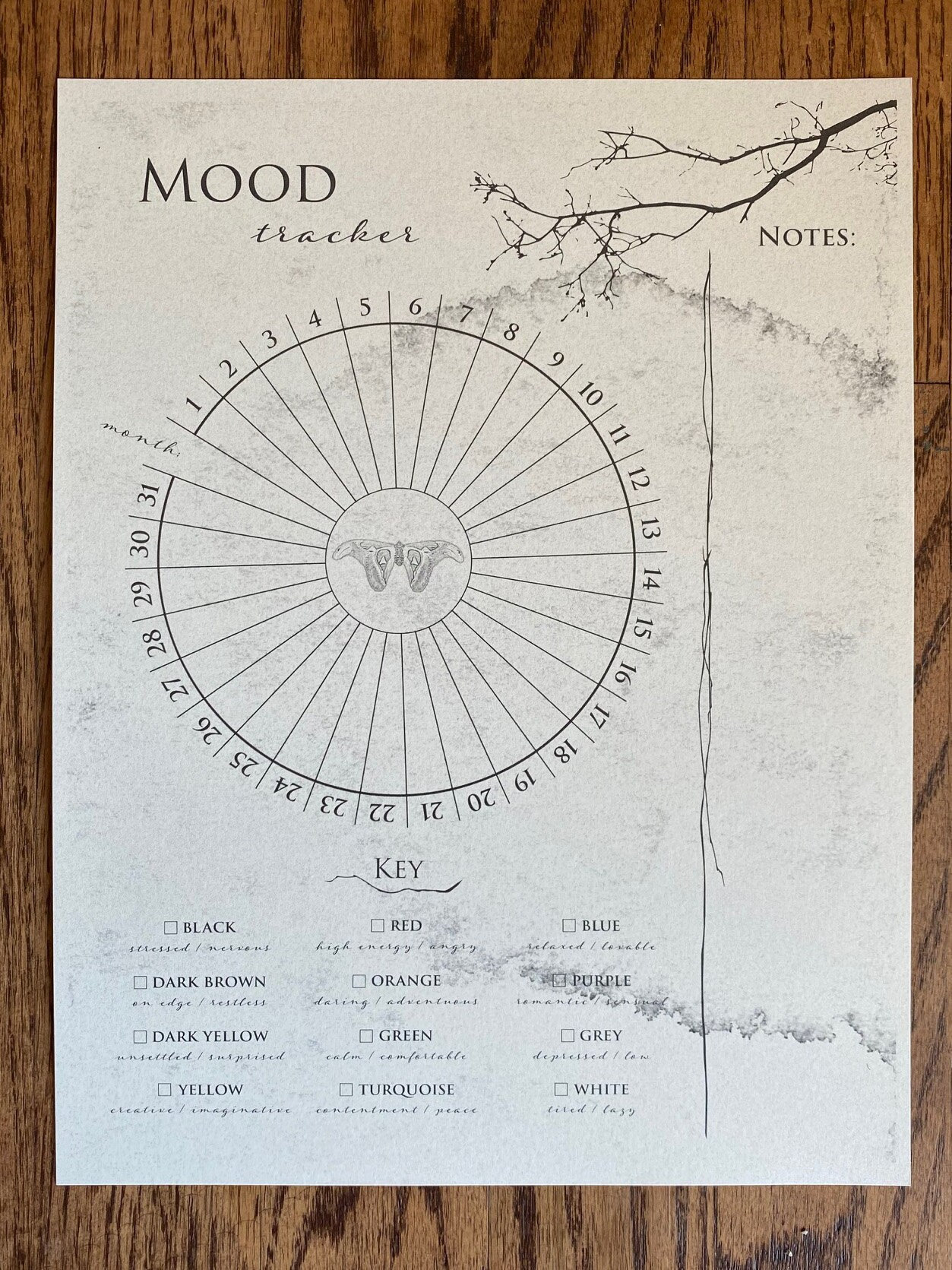 Mood Tracker Printable Monthly Mood Planner Circular Mood - Etsy