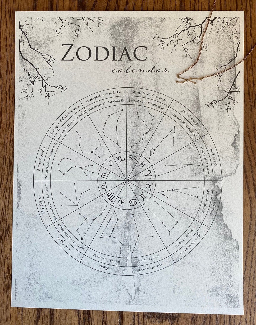 Zodiac Wheel Calendar Zodiac Sign Gift Zodiac Signs Date Zodiac ...