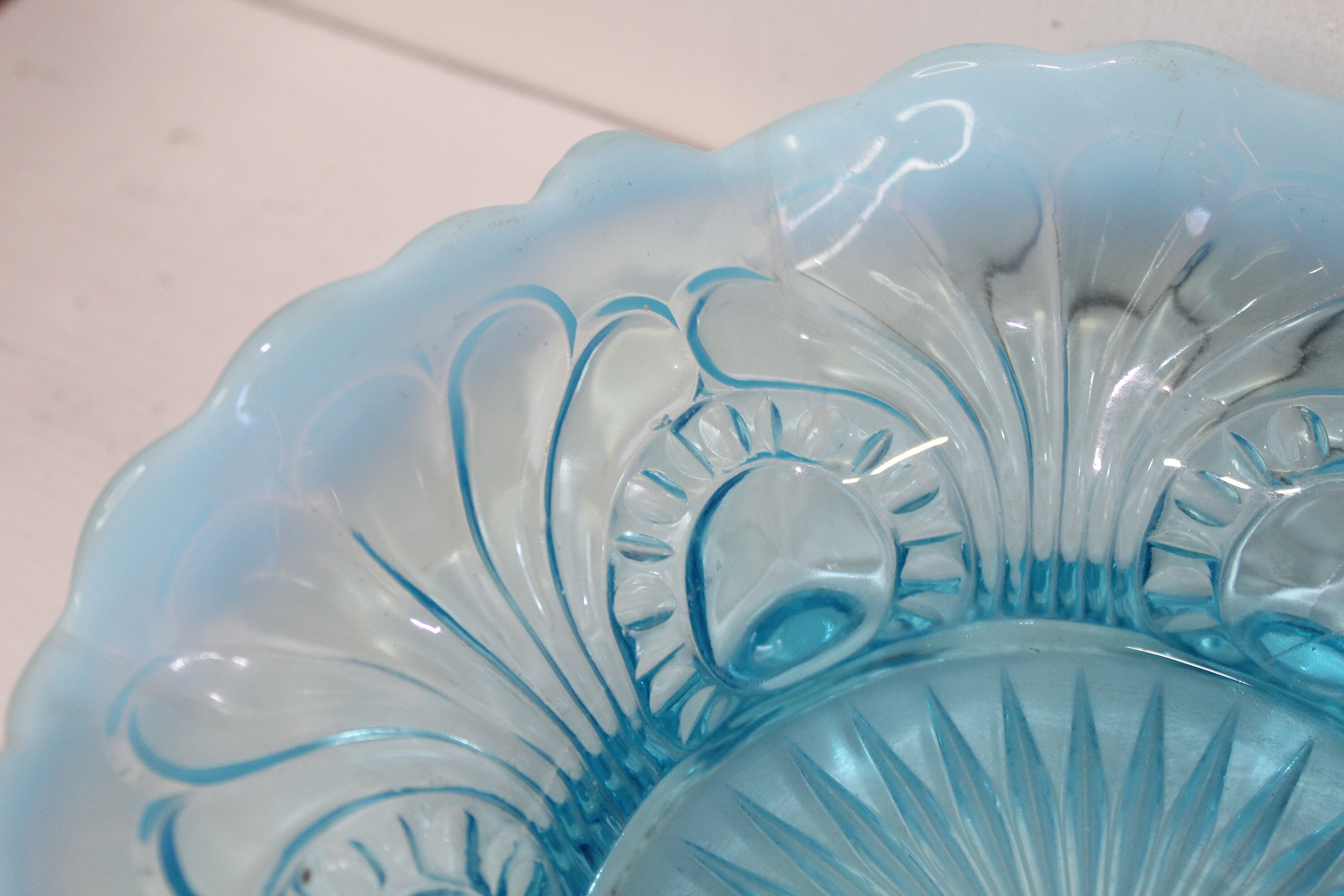 Antique EAPG Jefferson Glass Tokyo Blue Opalescent Ruffled - Etsy