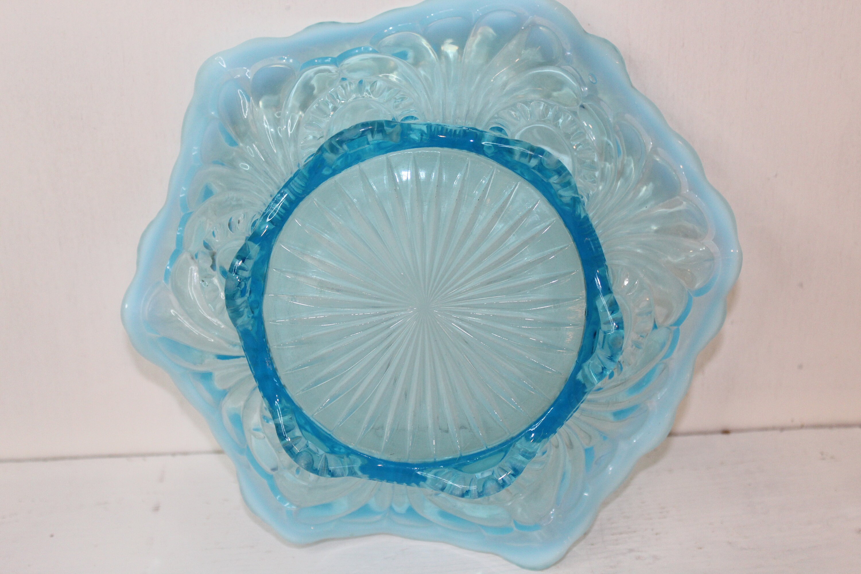 Antique EAPG Jefferson Glass Tokyo Blue Opalescent Ruffled - Etsy