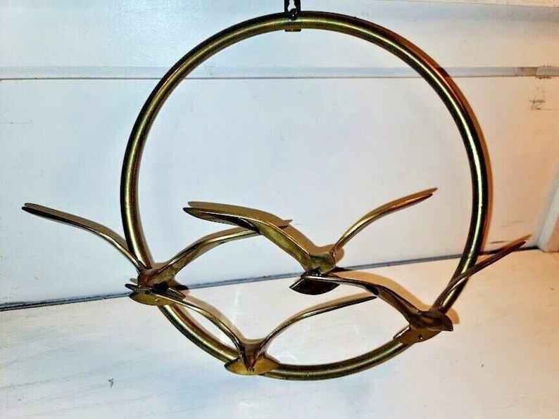 Vintage MCM Round Seagull Birds in Flight Brass Wall Hanging - Etsy