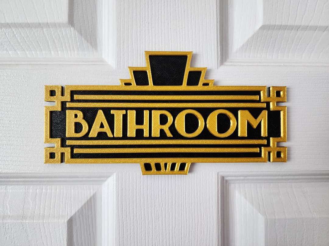 Art Deco Style Bathroom Sign 10" | Restroom Sign | Bathroom Decor ...