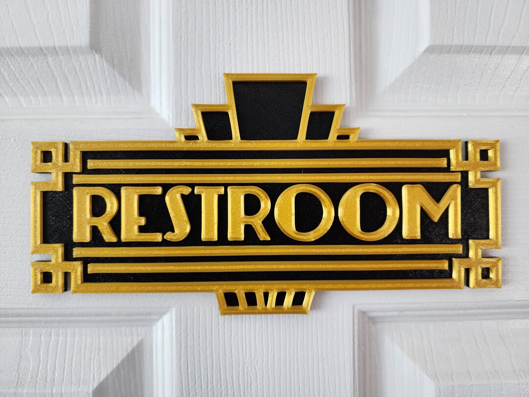 Art Deco Style Restroom Sign 8" | Bathroom Sign | Bathroom Decor ...