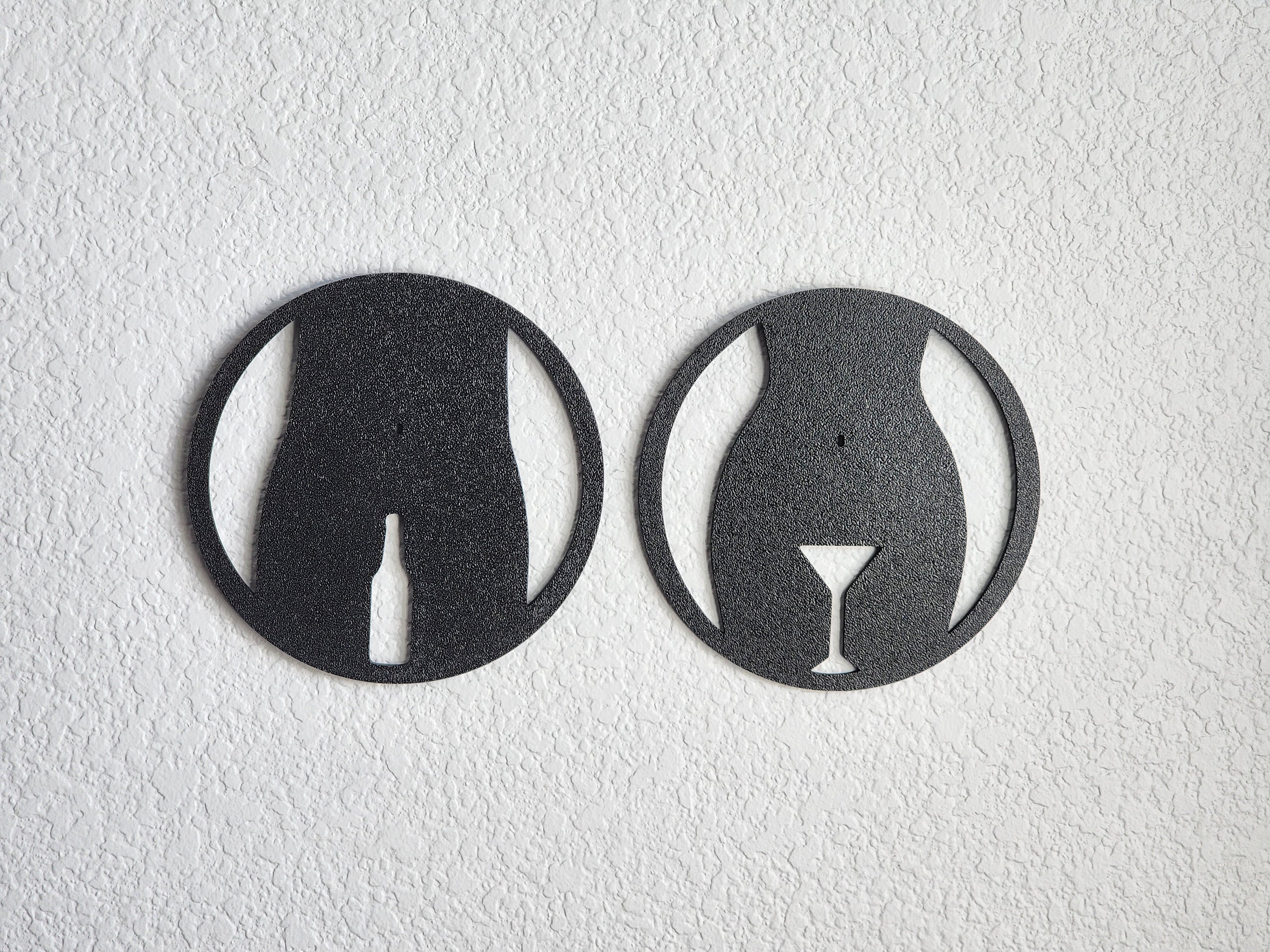 Fun Restroom Sign | Beer & Martini | Set of 2 | Male Female | Funny ...