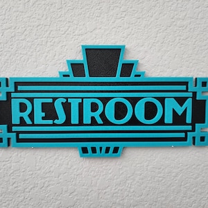 Art Deco Style Restroom Sign 8" | Bathroom Sign | Bathroom Decor ...