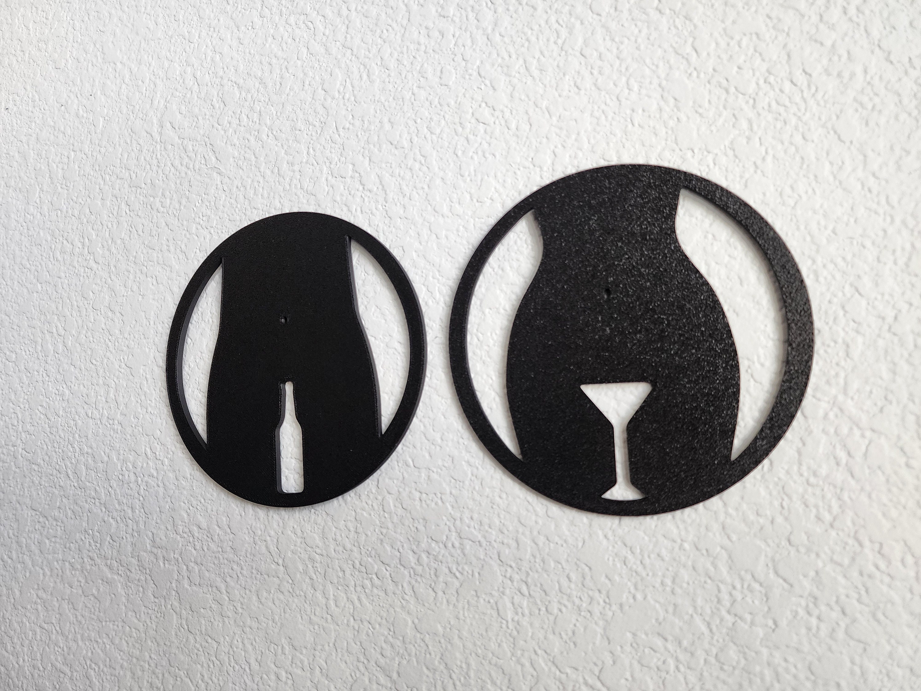Fun Restroom Sign | Beer & Martini | Set of 2 | Male Female | Funny ...