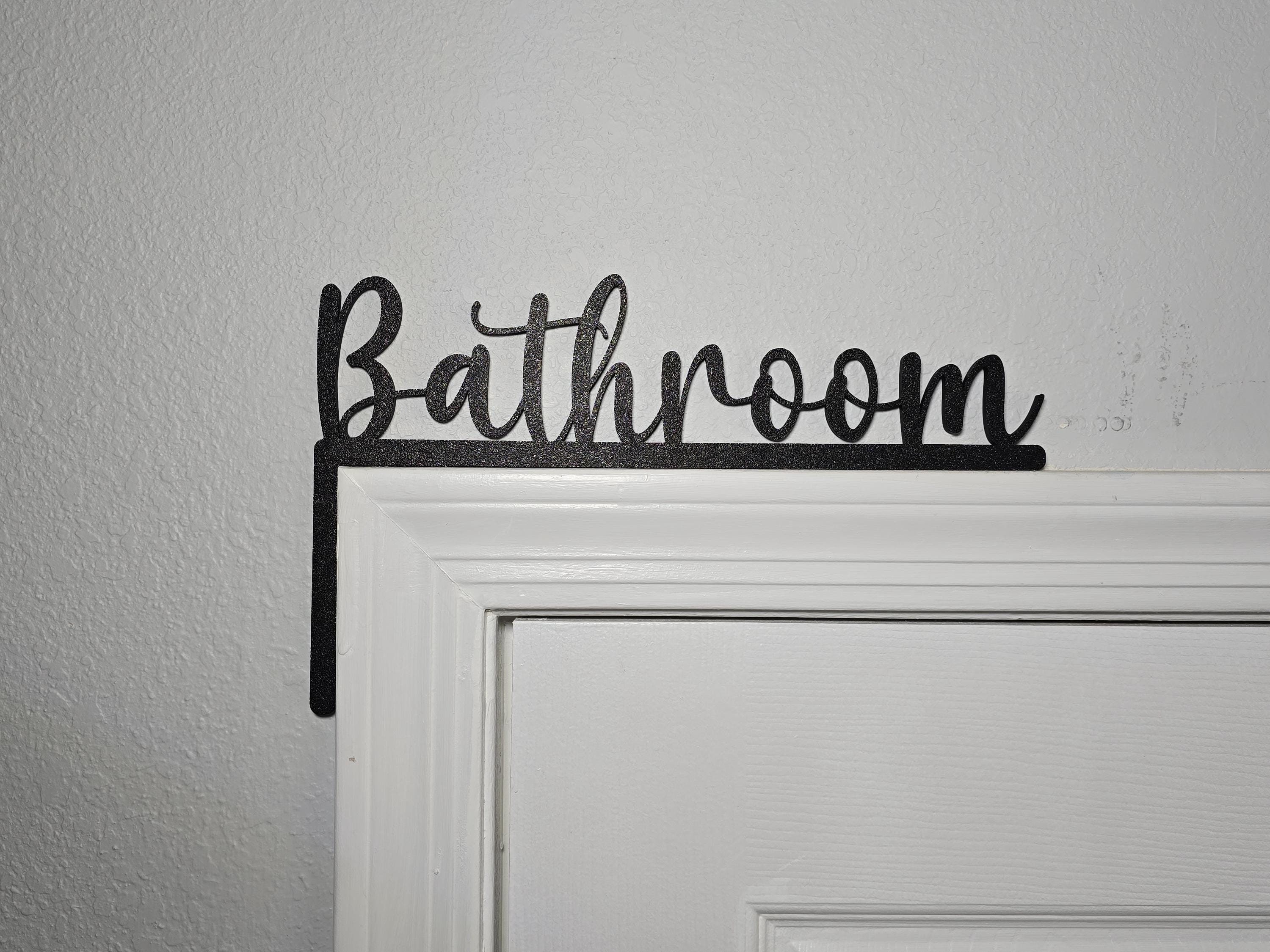 Bathroom Door Topper | Script Font | Over the Door Sign | Restroom ...