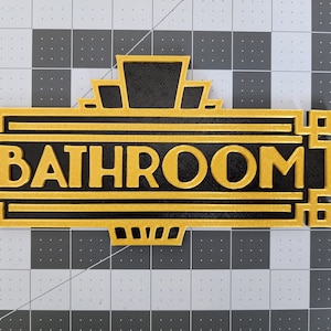 Art Deco Style Restroom Sign 8" | Bathroom Sign | Bathroom Decor ...