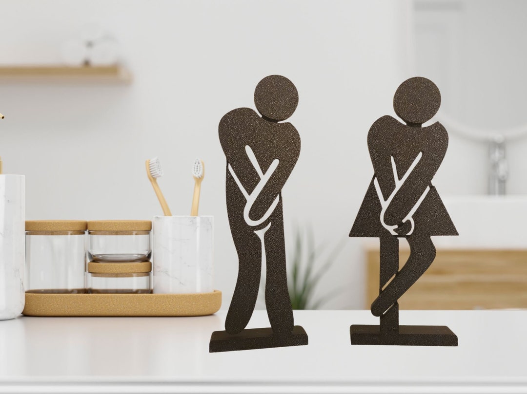 Funny Gotta Go Bathroom Standing Figurine People for Restroom | Set of ...