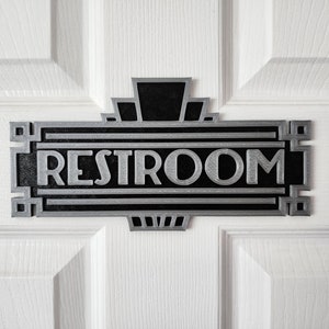 Art Deco Style Restroom Sign 8" | Bathroom Sign | Bathroom Decor ...