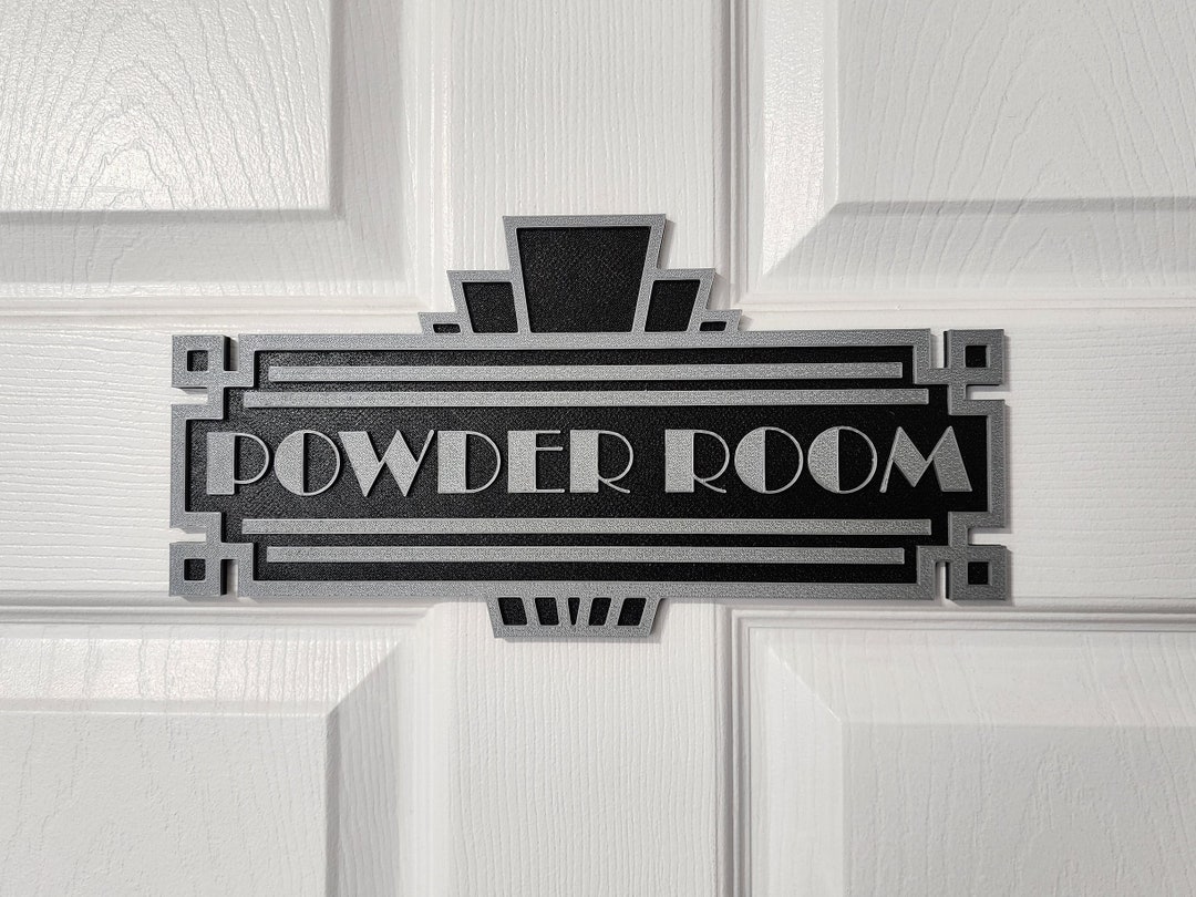 Art Deco Style Powder Room Sign 12" | Restroom Sign | Bathroom Decor ...