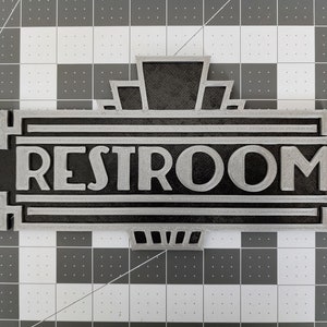 Art Deco Style Restroom Sign 8" | Bathroom Sign | Bathroom Decor ...