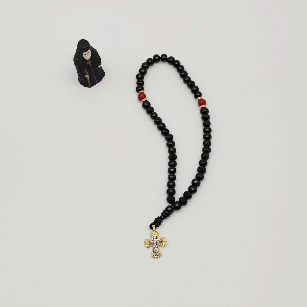 Orthodox Prayer Rope 50 Gospel Beads Silver 925 Cross Double Side Image ...