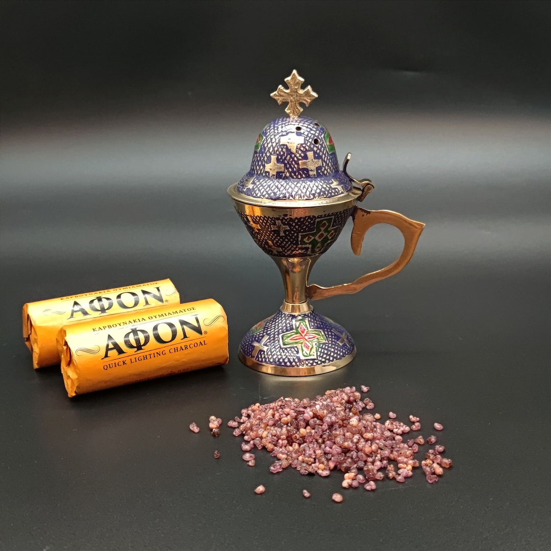 Traditional Orthodox Brass Incense Resin Censers Hand Painted FREE 2 ...