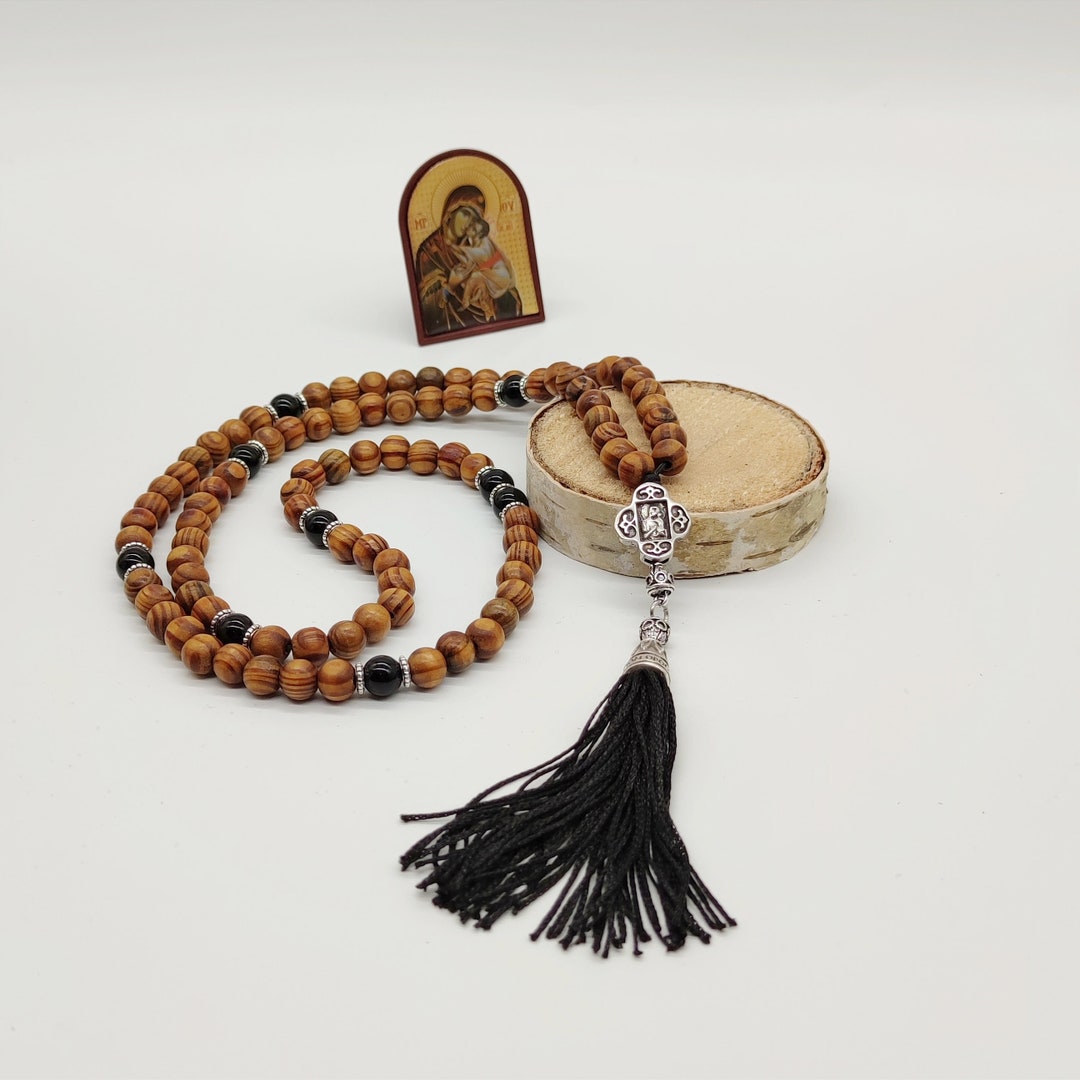 Handmade Virgin Mary Prayer Rope 50 Prayer Beads 100 Prayer Beads Wood ...