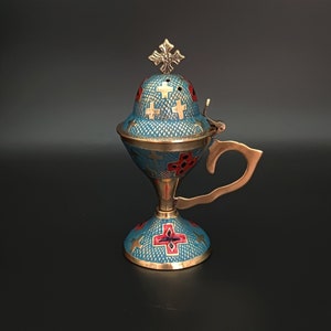 Traditional Orthodox Brass Incense Resin Censers Hand Painted FREE 2 ...