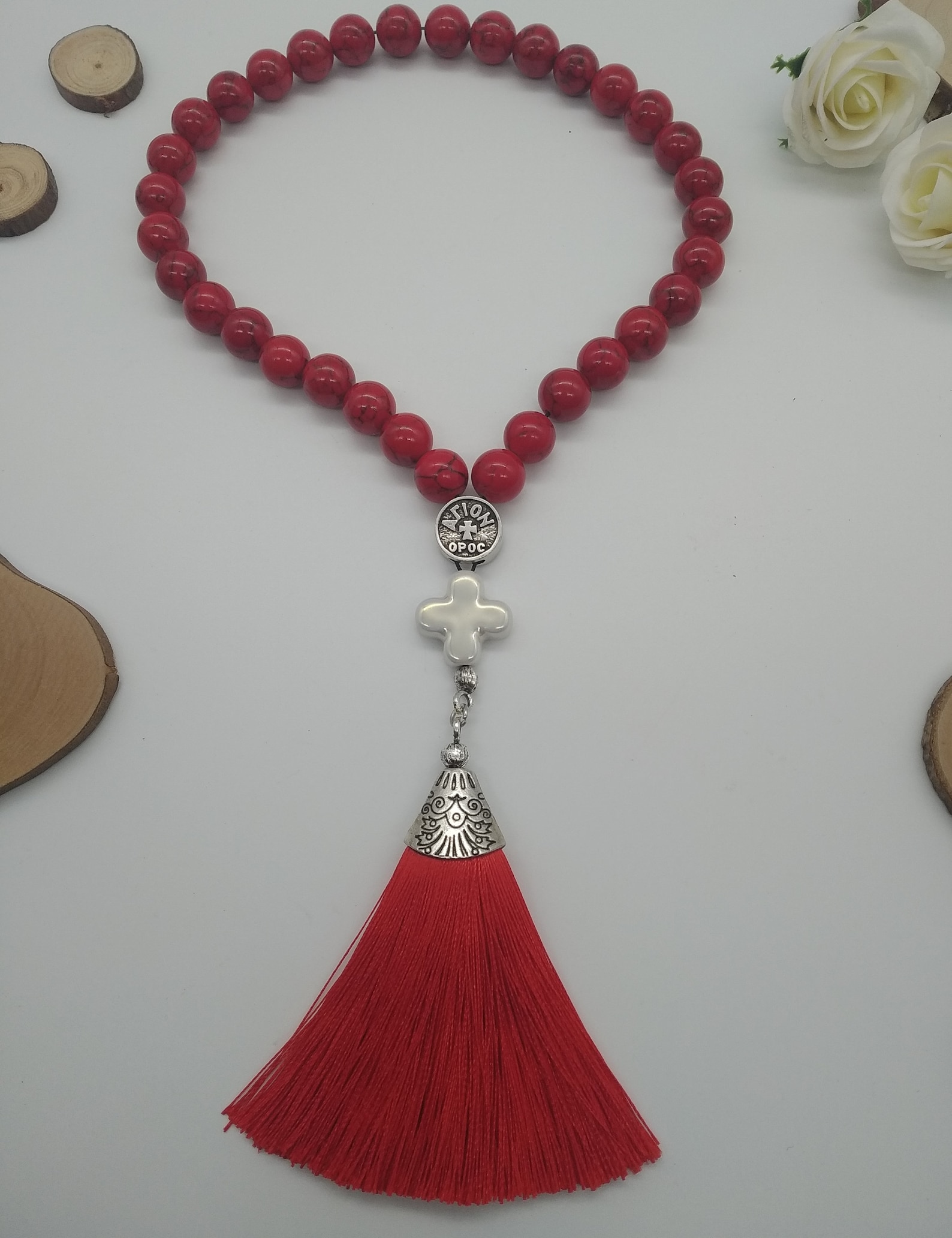 Orthodox Prayer Rope 33 Beads Dyed Howlite Red Beads 12mm - Etsy