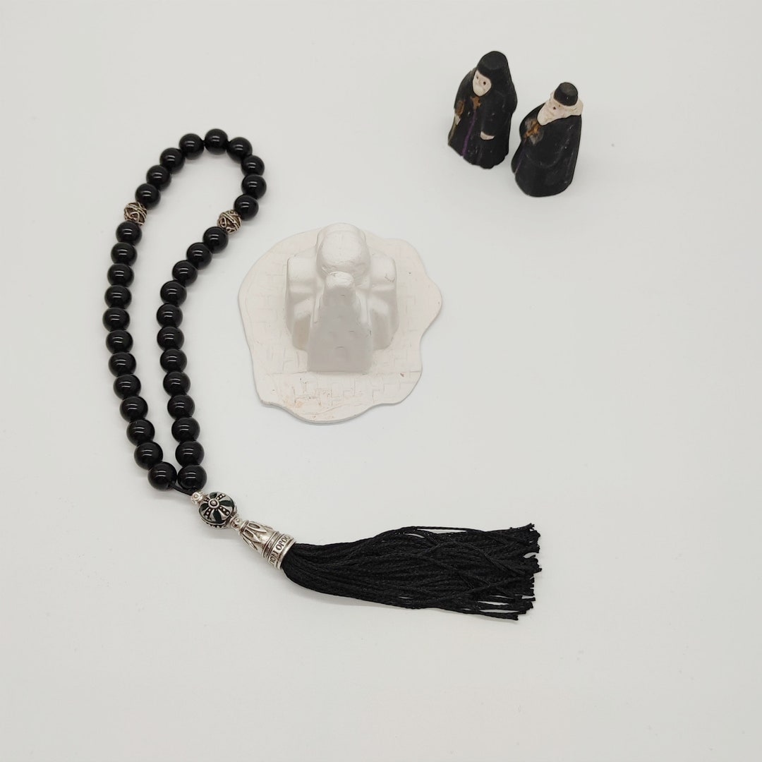 Traditional Orthodox Prayer Rope 33 Gem Stone Beads Onyx Black Glossy ...