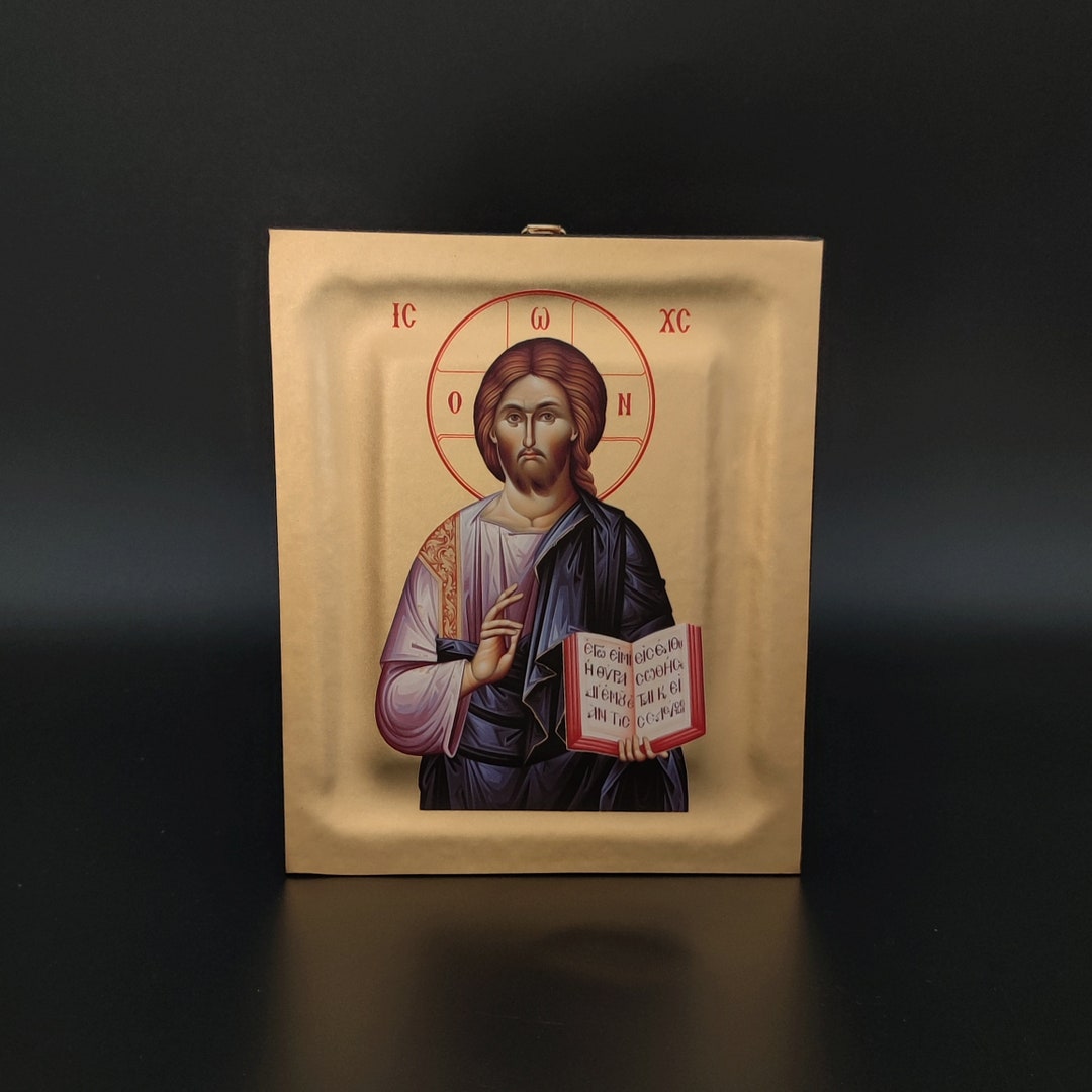 Jesus Christ With the Gospel Book on Linden Wood Satine Finish - Etsy