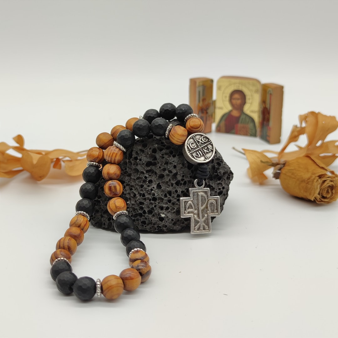 Handmade Orthodox Prayer Rope Gospel Beads Onyx Gem Stone Wood Beads ...