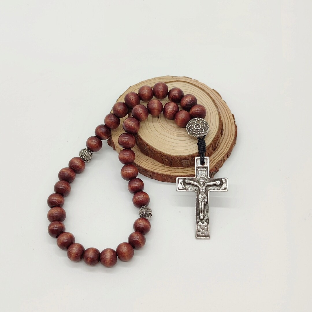 Eastern Orthodox Prayer Rope 33 Natural Wood Bead 14mm Big Cross ...