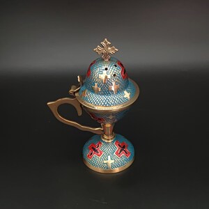 Traditional Orthodox Brass Incense Resin Censers Hand Painted FREE 2 ...