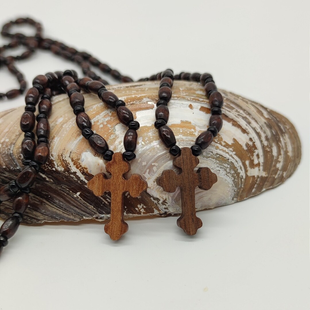 Eastern Orthodox Christianity Wood Cross Necklace Dark Brown Wood Neck ...