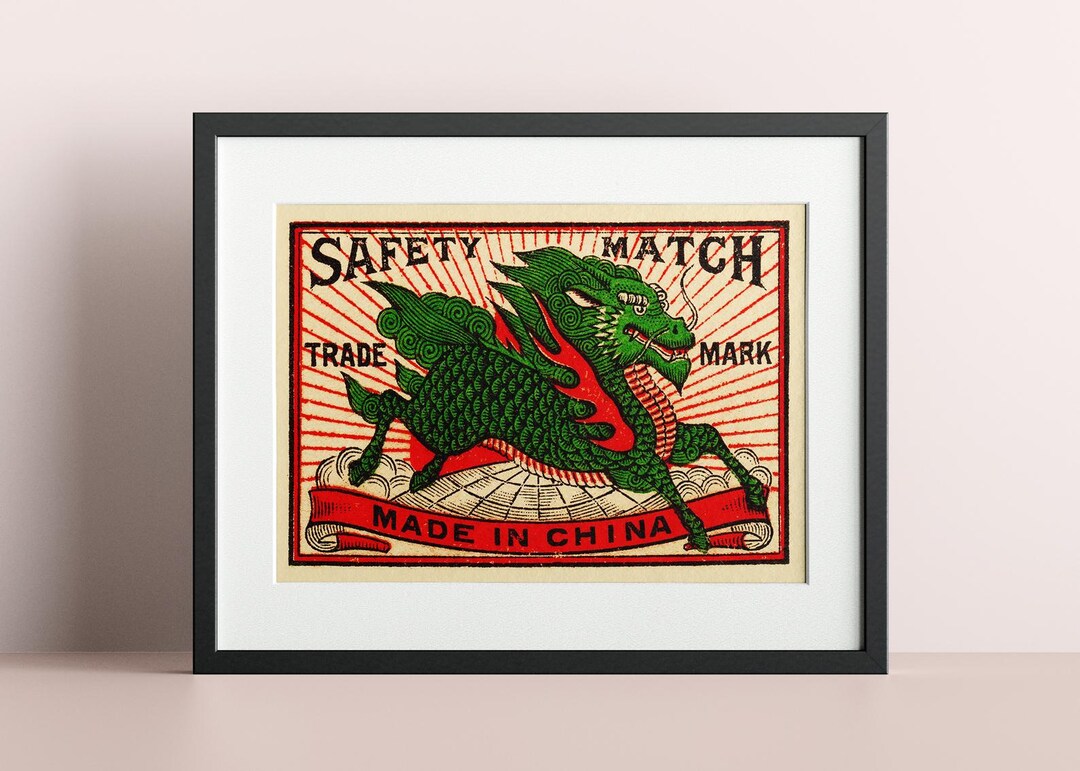 Chinese Matchbox Label Dragon Poster, Matchbox Wall Art, Printable ...
