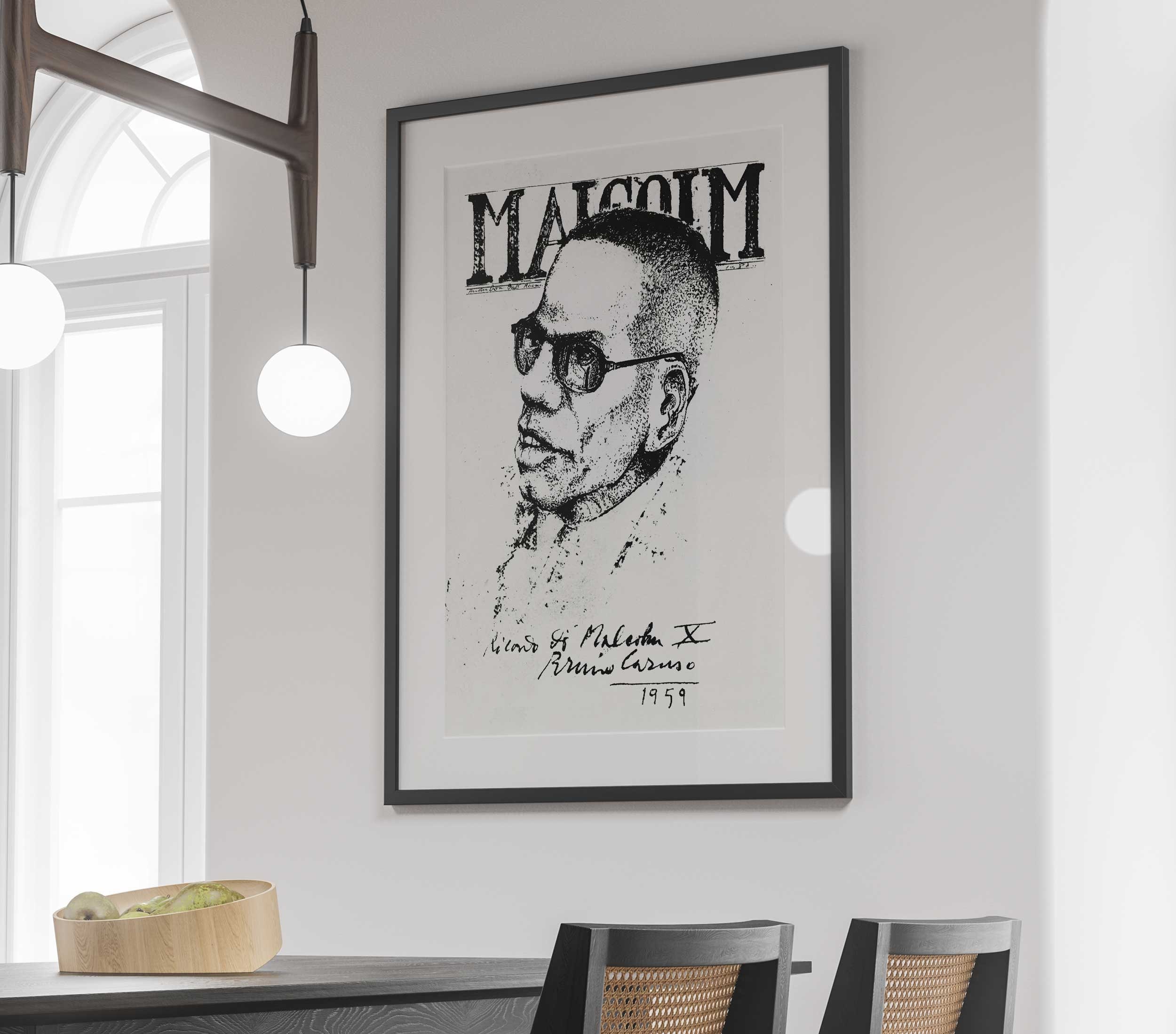 Malcolm X Poster, Wall Art, Printable Poster, Black and White, Sports ...