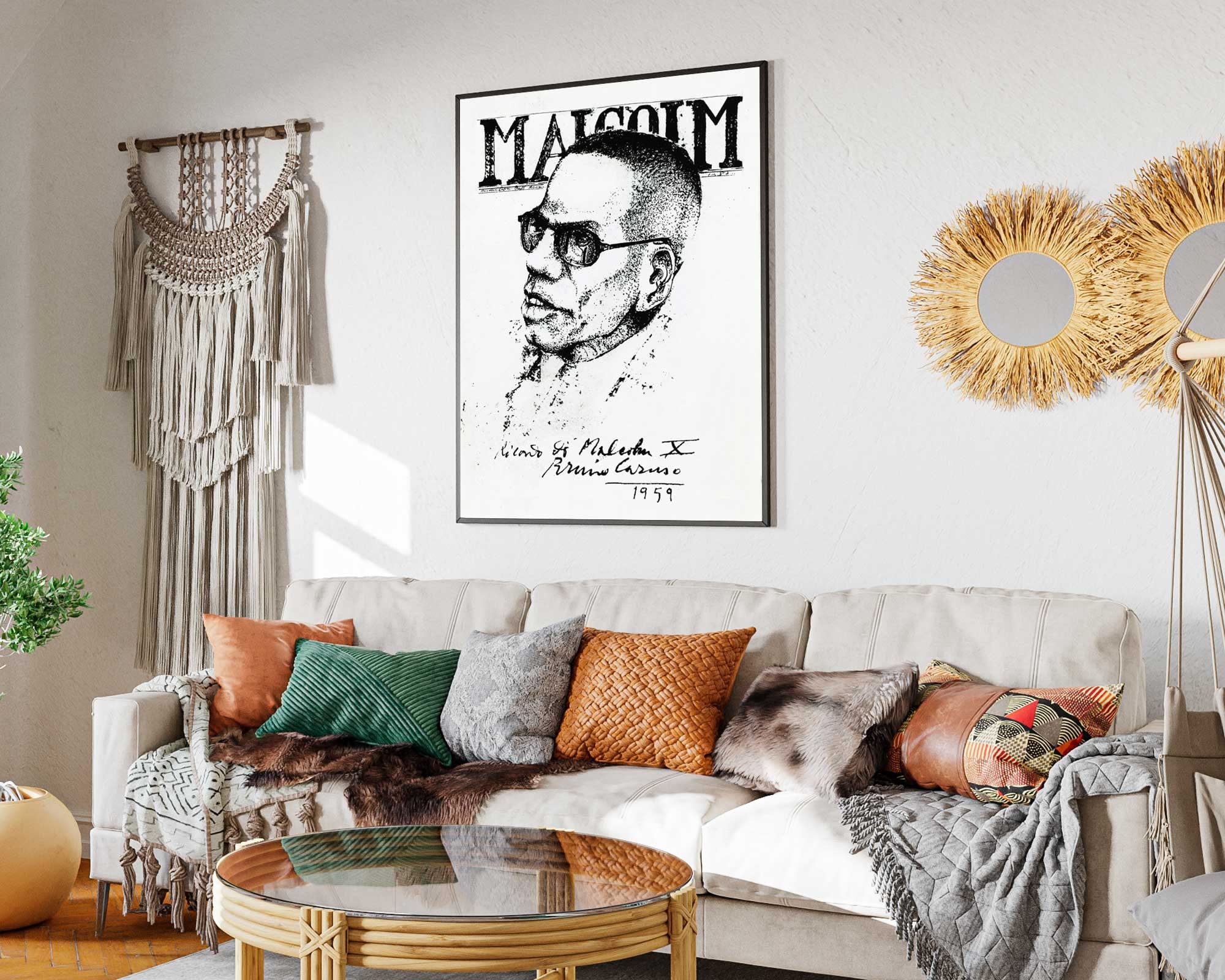 Malcolm X Poster, Wall Art, Printable Poster, Black and White, Sports ...