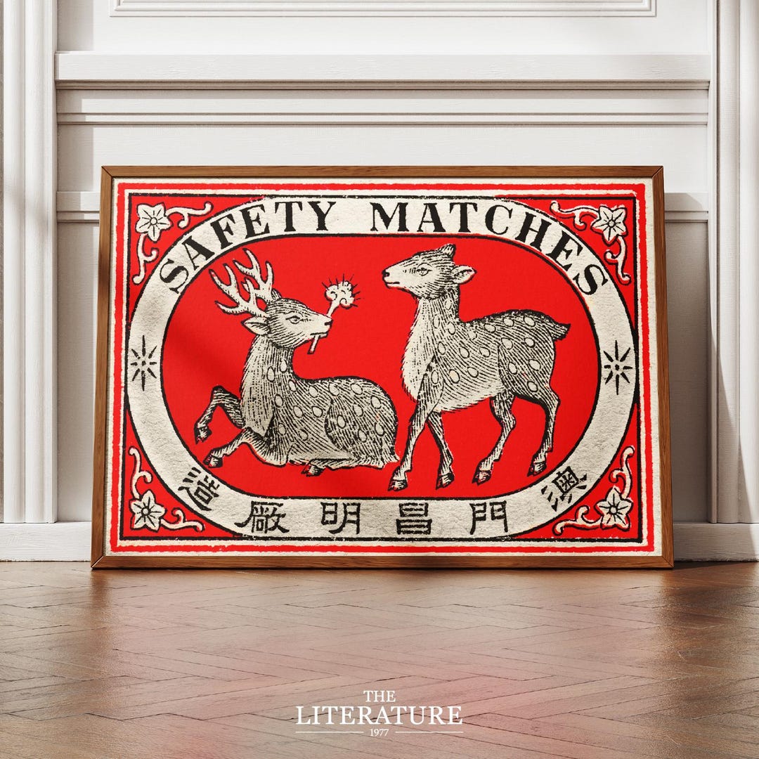 Vintage Chinese Matchbox Poster, Printable Retro Wall Art, Digital ...