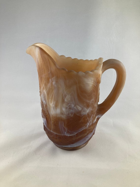 Imperial Caramel Cream Swirl Slag Glass Pitcher Raised | Etsy