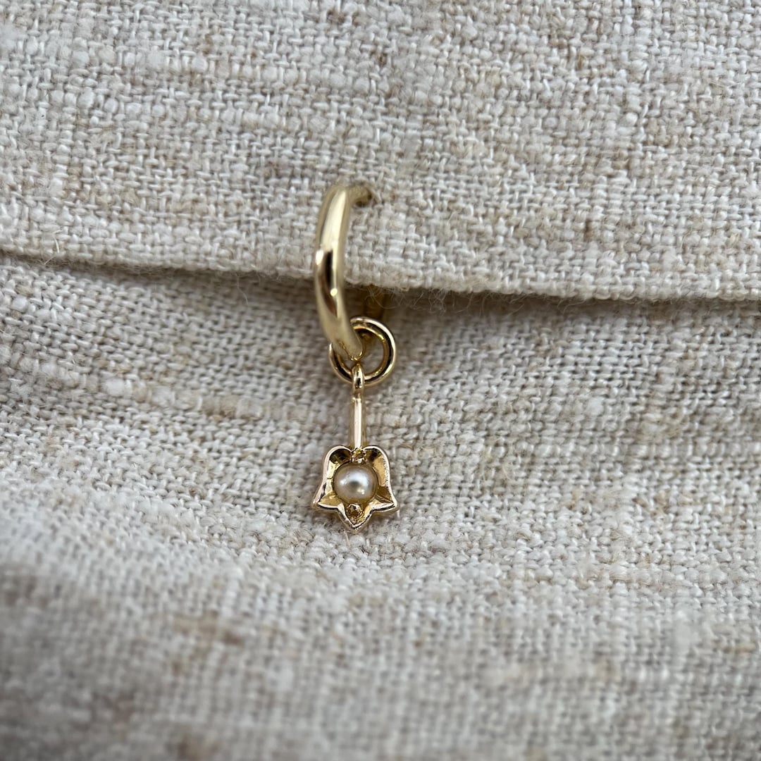 9ct Gold Hoop Charm Victorian Pearl Drop Charm. A Single Charm With or ...