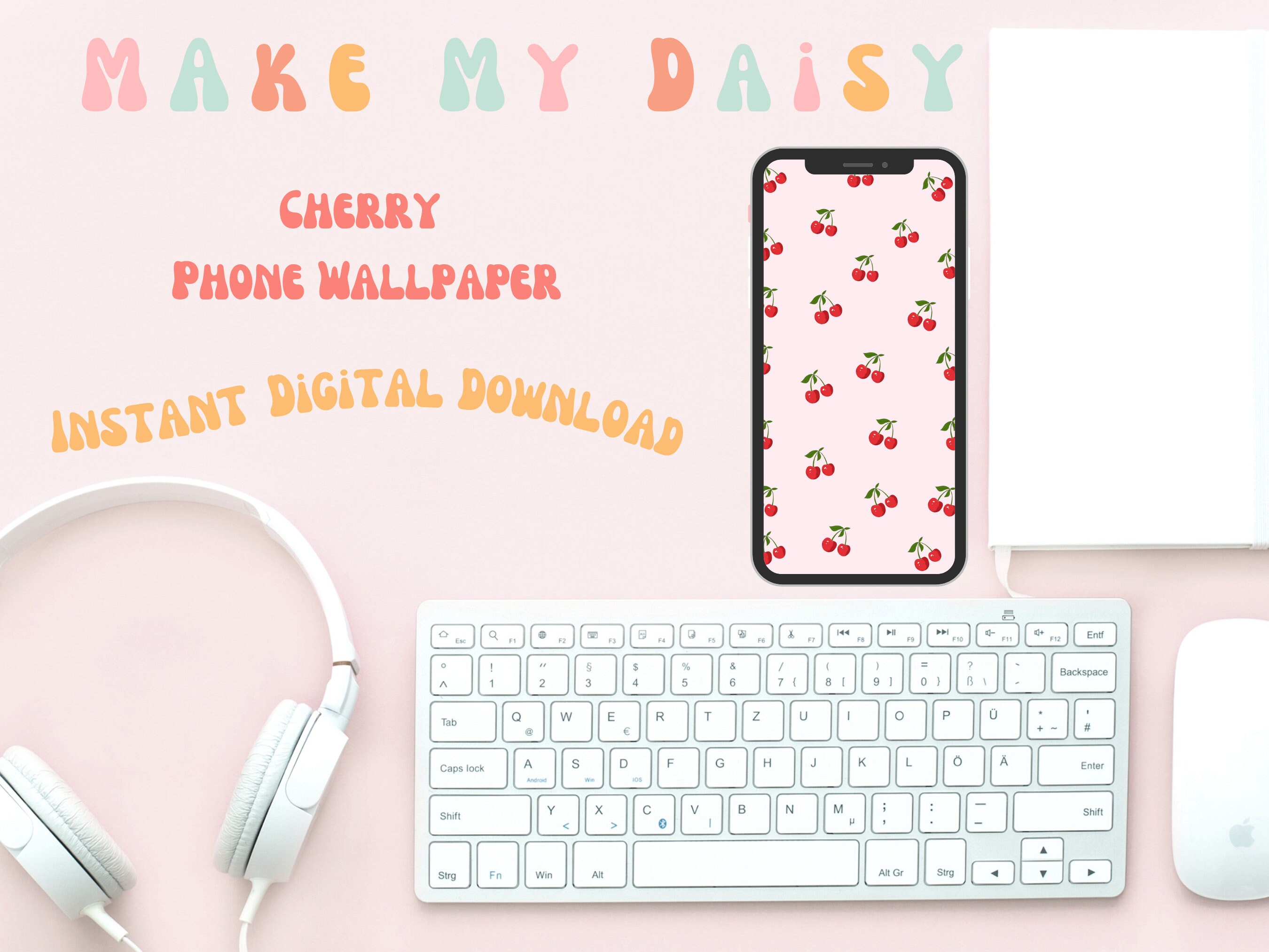 Cherry iPhone Wallpaper, Digital Download, Lock Screen Android ...