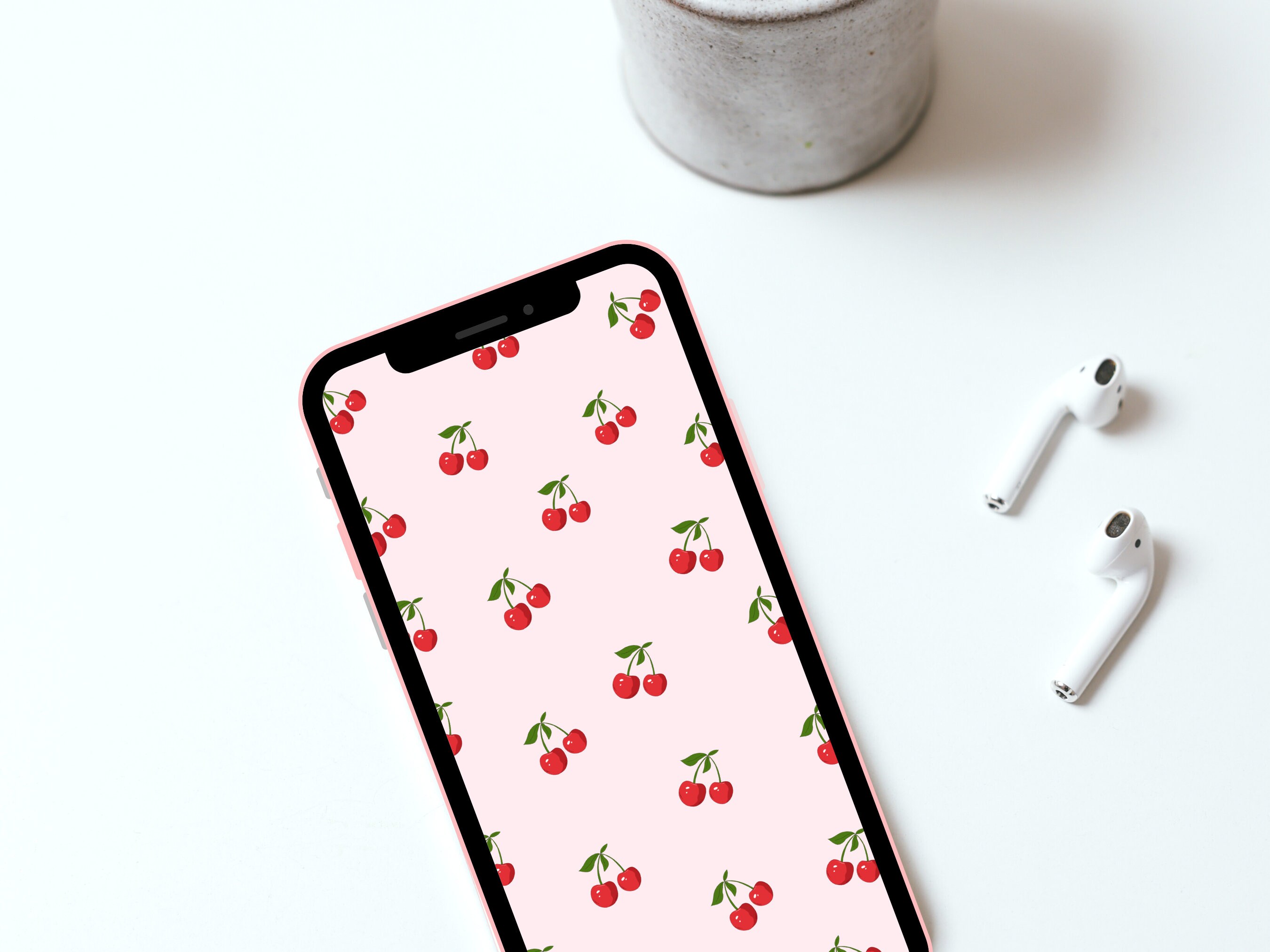 Cherry iPhone Wallpaper, Digital Download, Lock Screen Android ...