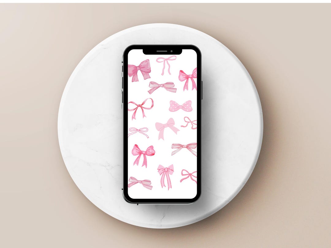 Pink Bow iPhone Wallpaper, Digital Download, Lock Screen Wallpaper ...