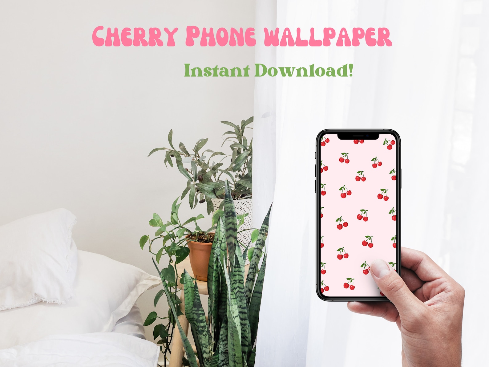 Cherry iPhone Wallpaper, Digital Download, Lock Screen Android ...