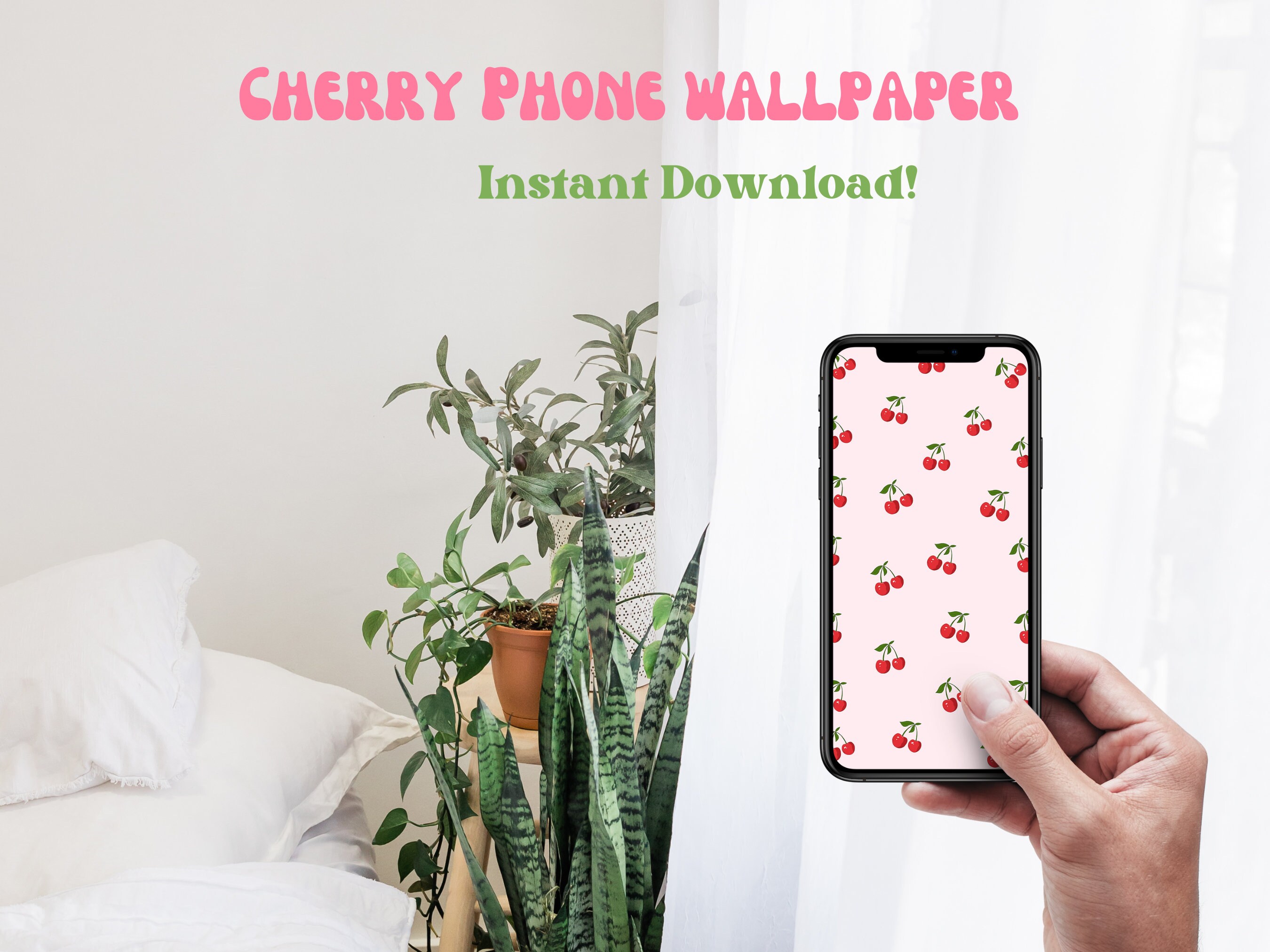 Cherry iPhone Wallpaper, Digital Download, Lock Screen Android ...