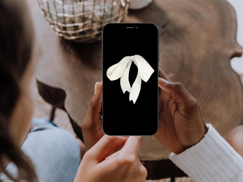 Bow iPhone Wallpaper, Digital Download, Lock Screen Wallpaper, White ...