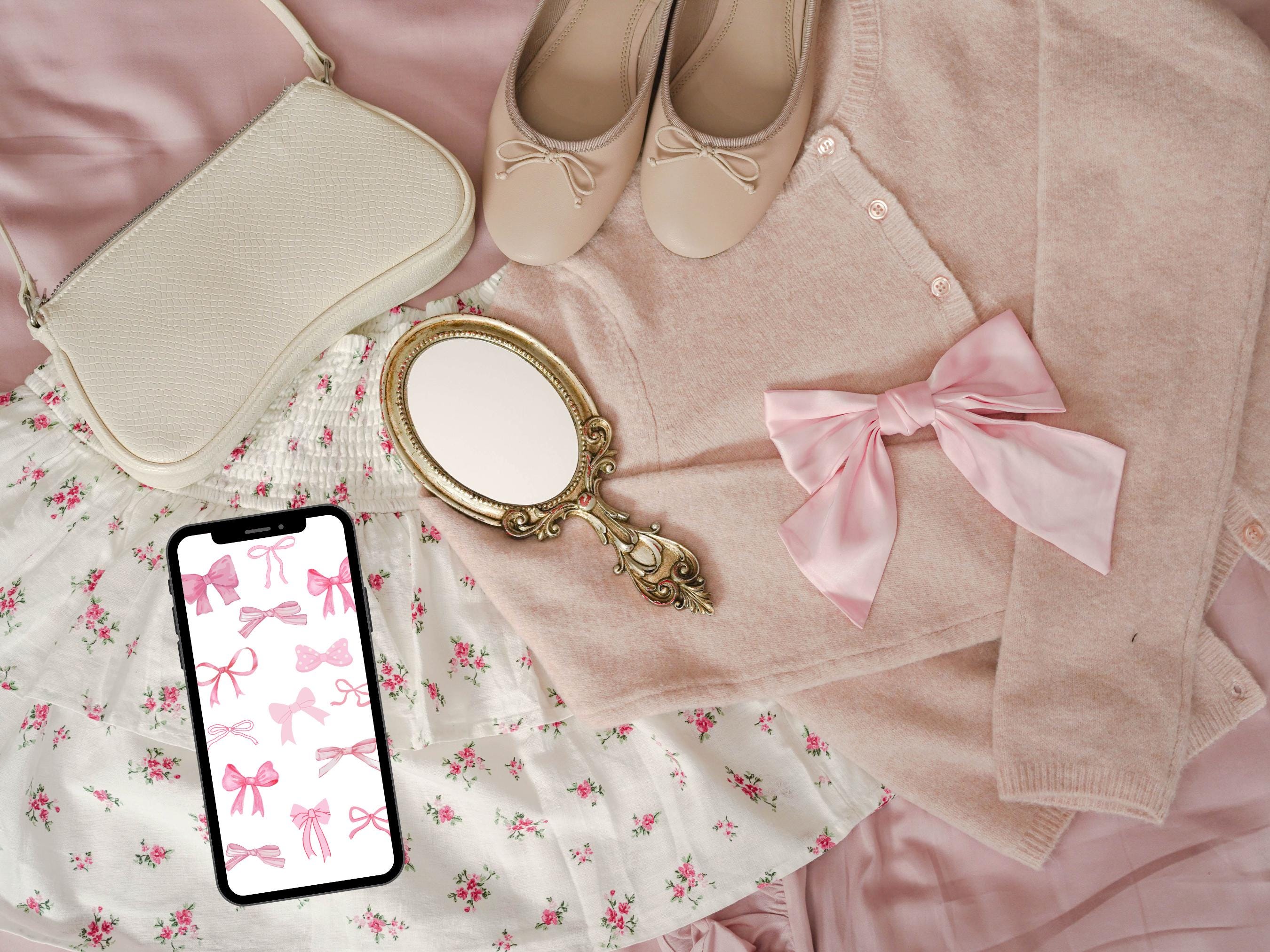 Pink Bow iPhone Wallpaper, Digital Download, Lock Screen Wallpaper ...