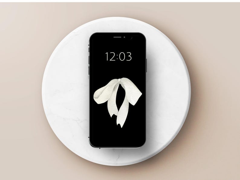 Bow iPhone Wallpaper, Digital Download, Lock Screen Wallpaper, White ...