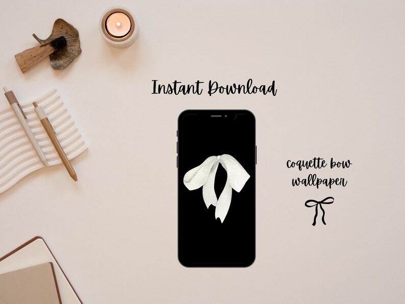Bow iPhone Wallpaper, Digital Download, Lock Screen Wallpaper, White ...