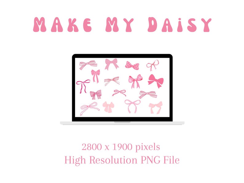 Pink Bows Desktop Wallpaper, Boho Digital Background, Aesthetic Mac ...