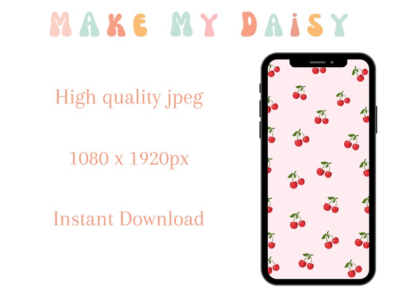 Cherry iPhone Wallpaper, Digital Download, Lock Screen Android ...