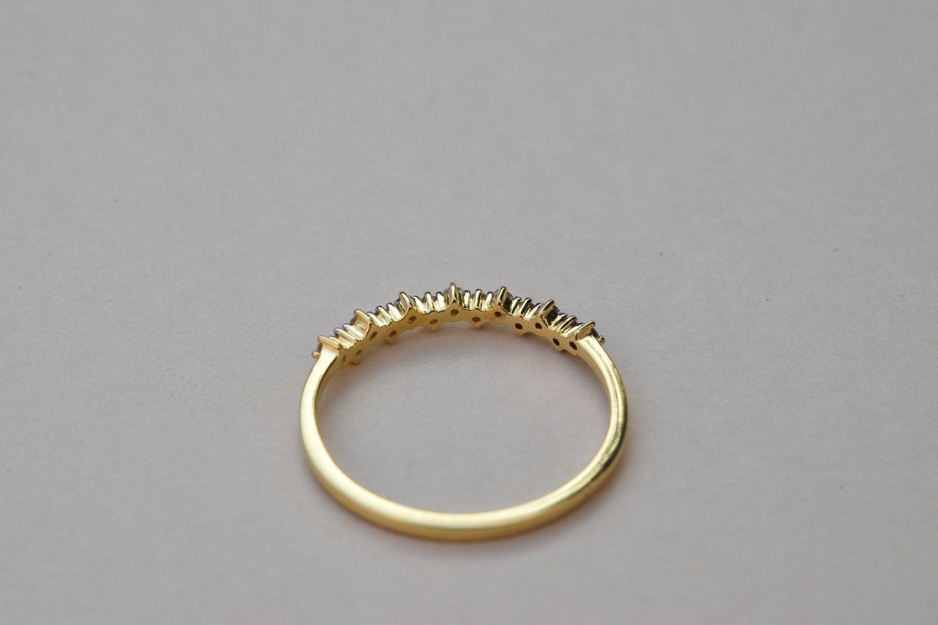 Simple Diamond Ring Thin Diamond Ring 14k/18k Gold Stack - Etsy