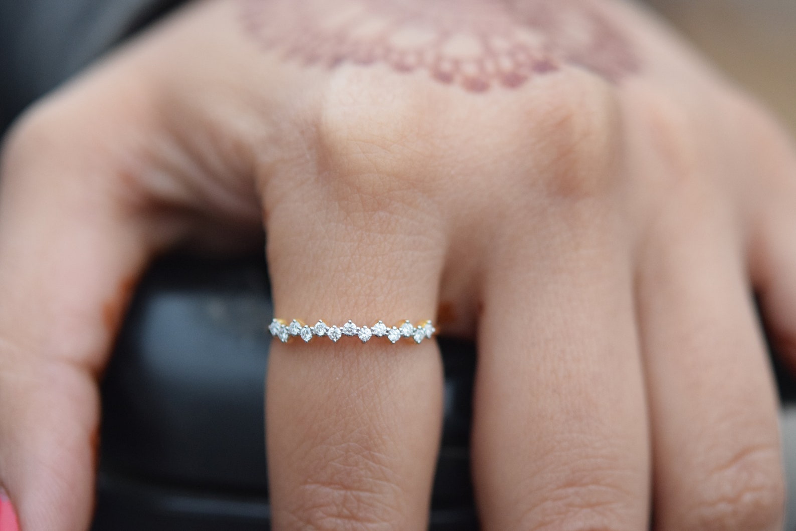 Simple Diamond Ring Thin Diamond Ring 14k/18k Gold Stack - Etsy