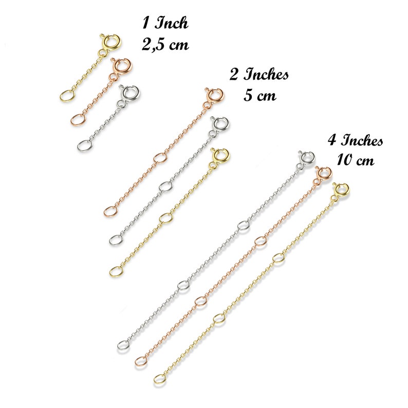 14K Solid Gold Extender Chain, Solid White Gold Extender Chain, Gold ...