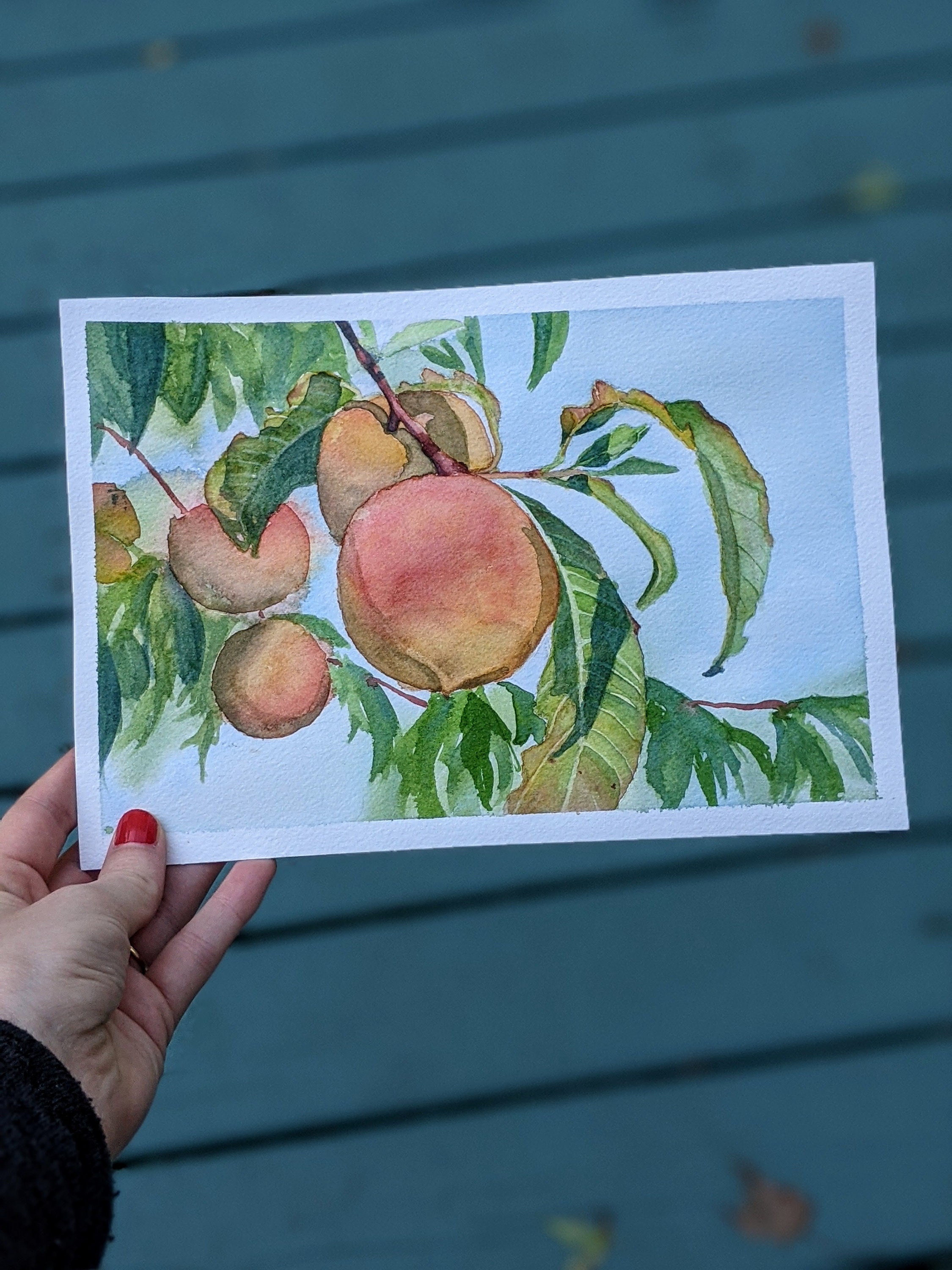 Peach Tree Watercolor Painting / Wall Art / Digital Download / 5x7 & A4 ...